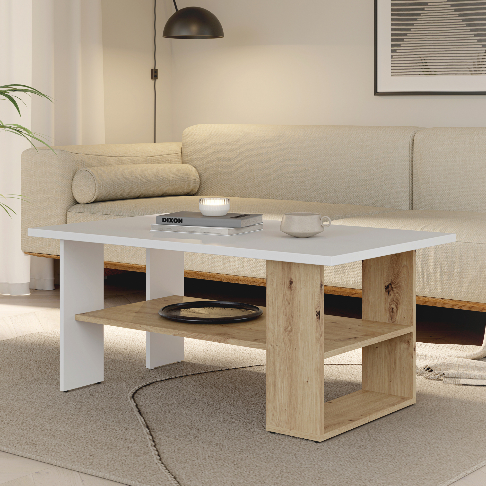 Ława dwupoziomowa 100 x 60 CFTT5210-M256 Dąb Artisan / Biały * Coffee ...